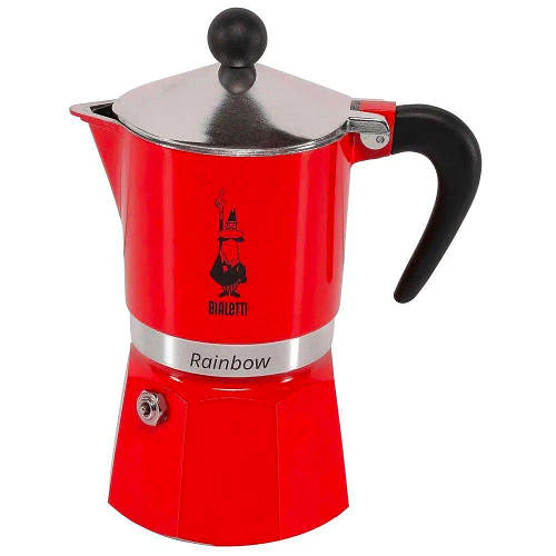 Гейзерная кофеварка Bialetti Rainbow 150 мл на 3 чашки Красная ...