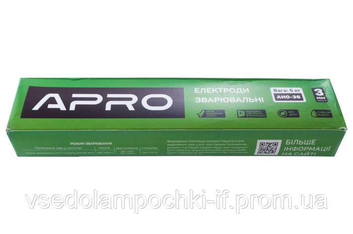 Купить Электроды сварочные Apro - 3 мм x 5 кг АНО-36, цена 558.45 ₴ — Prom.ua (ID#1931366475)