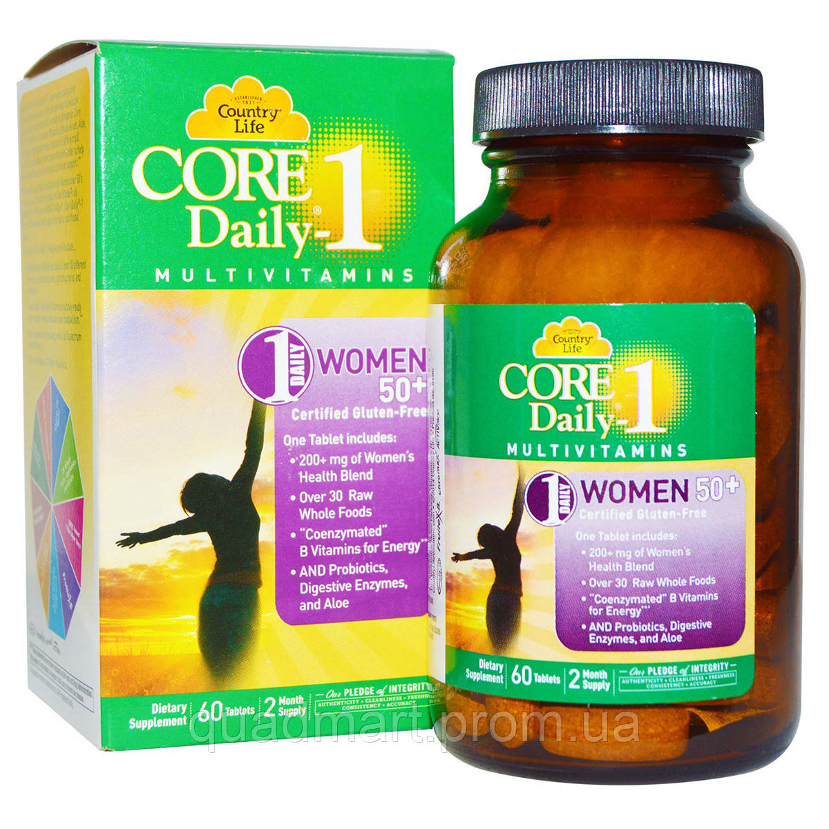Мультивітаміни для жінок Country Life 50+ Core Daily-1 60 таблеток ...