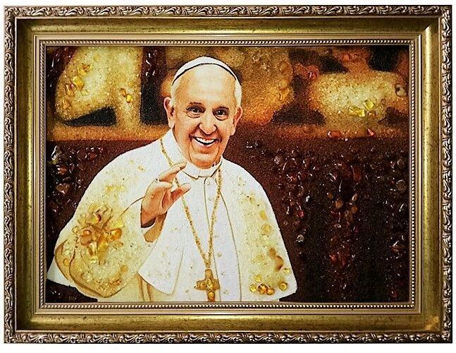 Картина "Папа Римский Франциск" из янтаря 20х30, цена: 1400 ₴, купить ...