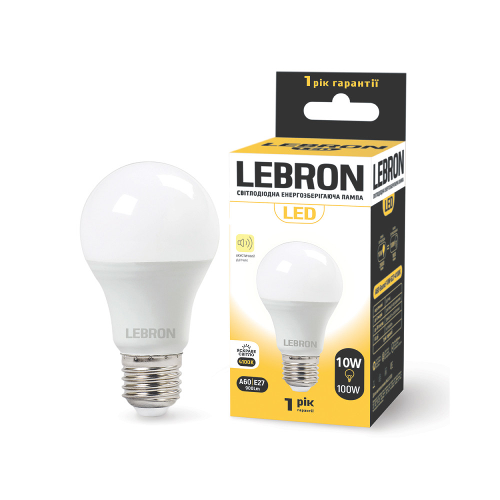 LED лампа Lebron L-A60 10W E27 4100K 900Lm 11-11-28 (ID#1617133907 ...