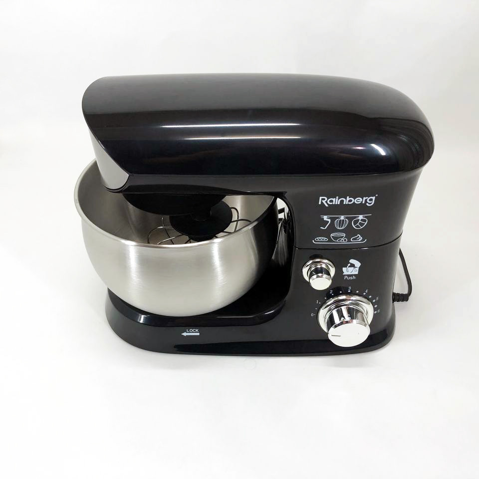 Електричний планетарний міксер тістоміс Rainberg RB-8083 з насадками. Колір: чорний (ID ...