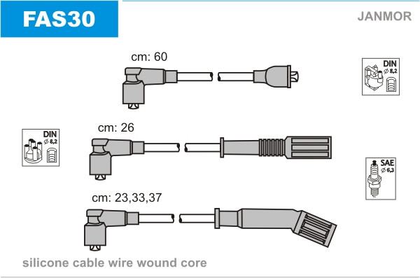 Провода зажигания JanMor FAS30 для AUTOBIANCHI, Y10 1,3 I.E. GT двиг ...