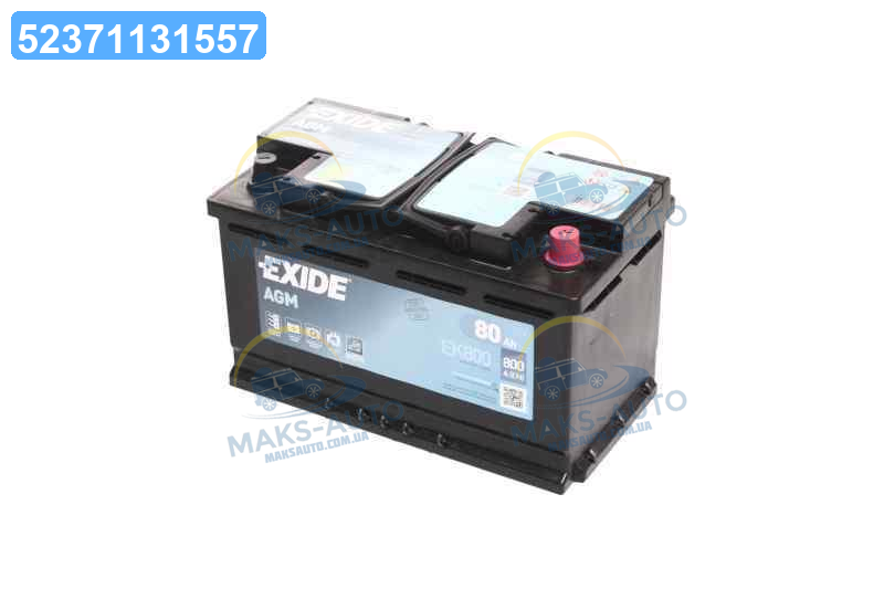 Аккумулятор 80Ah-12v Exide AGM (315х175х190),R,EN800 EK800 UA56 (ID ...