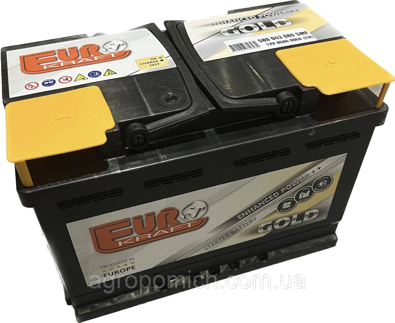 Купити Автомобільний акумулятор 80Aг EUROKRAFT GOLD (-/+) (Виробництво ...