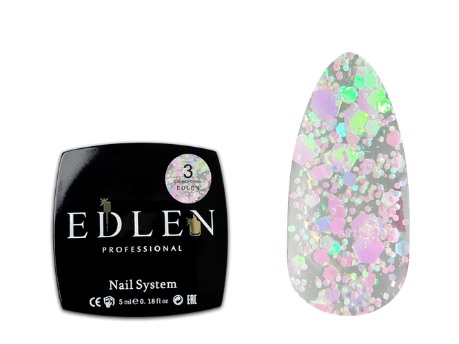 EDLEN New Formula Confetti Glitter №03 Гель-лак гліттерний, 9 мл (ID ...