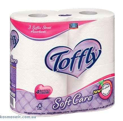Туалетная бумага Toffly SoftCare 3-х слойная 4 х 150 отрывов (ID ...