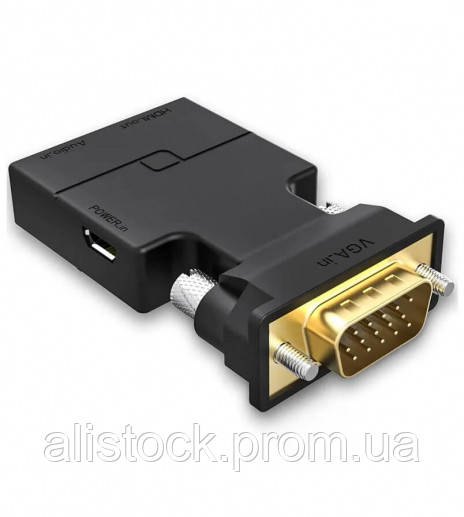 Купить Переходник VGA - HDMI с аудио выходом 3,5 мм, цена 220 ₴ — Prom ...
