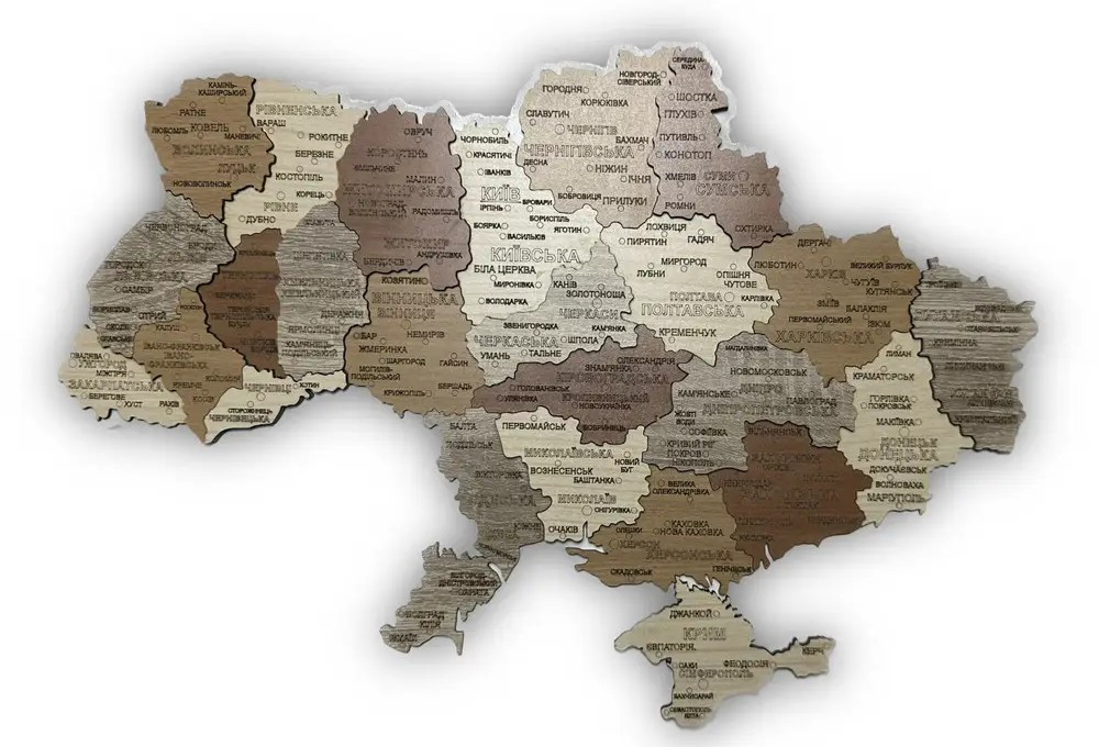 Деревянная карта Украины многослойная 3D настенная 50х35 см (ID ...