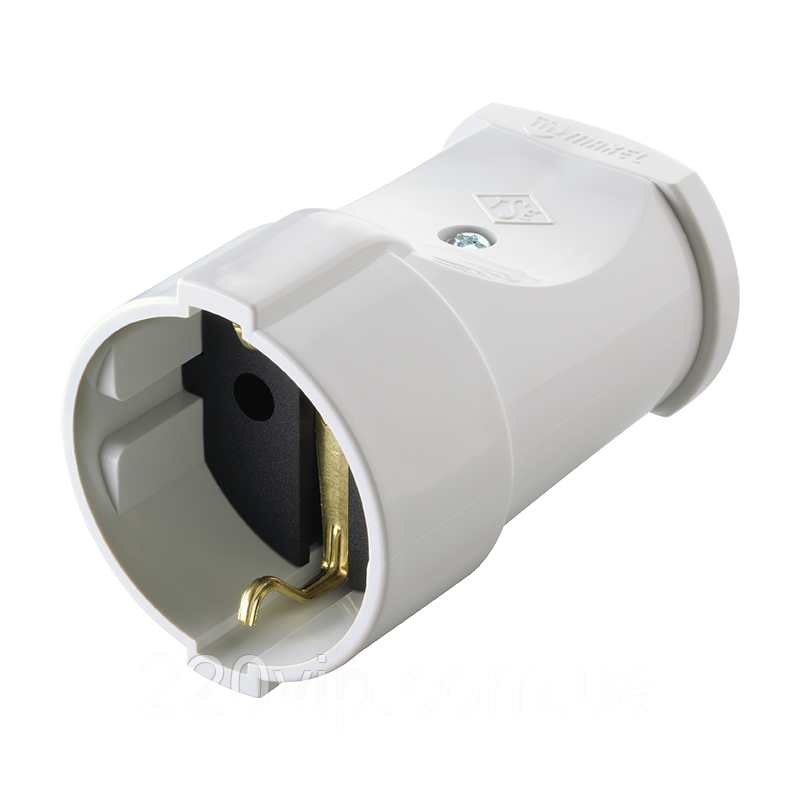 Штепсель 16А c заземлением MAKEL, гнездо электрическое, белый Макел, розетка переносная (ID ...