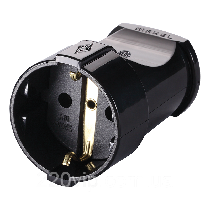 Штепсель 16А c заземлением MAKEL, гнездо электрическое, черный Макел, розетка переносная (ID ...