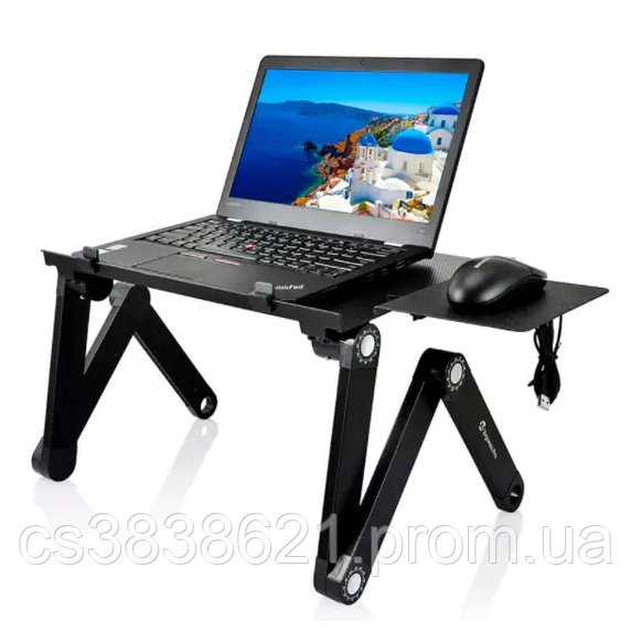Столик для ноутбука Laptop Table T8 з двома вентиляторами охолодження ...