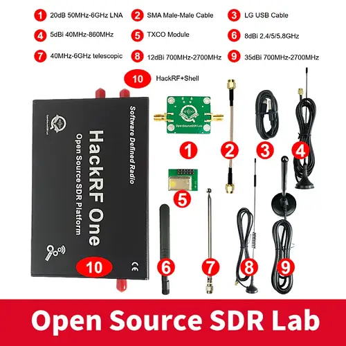 Купити HackRF One SDR (макс. комплектація) радіостанція в корпусі з набором, 1 Мгц-6ГГц плата ...