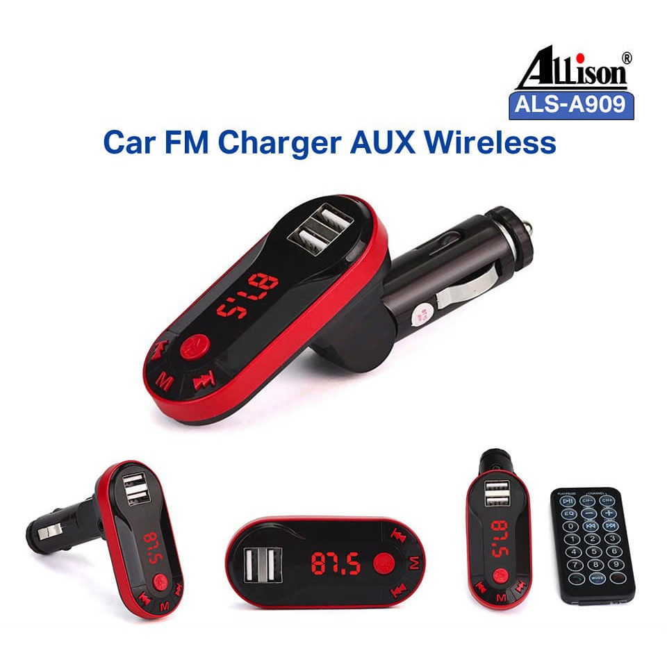 Купить Bluetooth, FM модулятор Allison ALS-A909 + встроенная зарядка (2USB/5V/2A), цена 124 ...