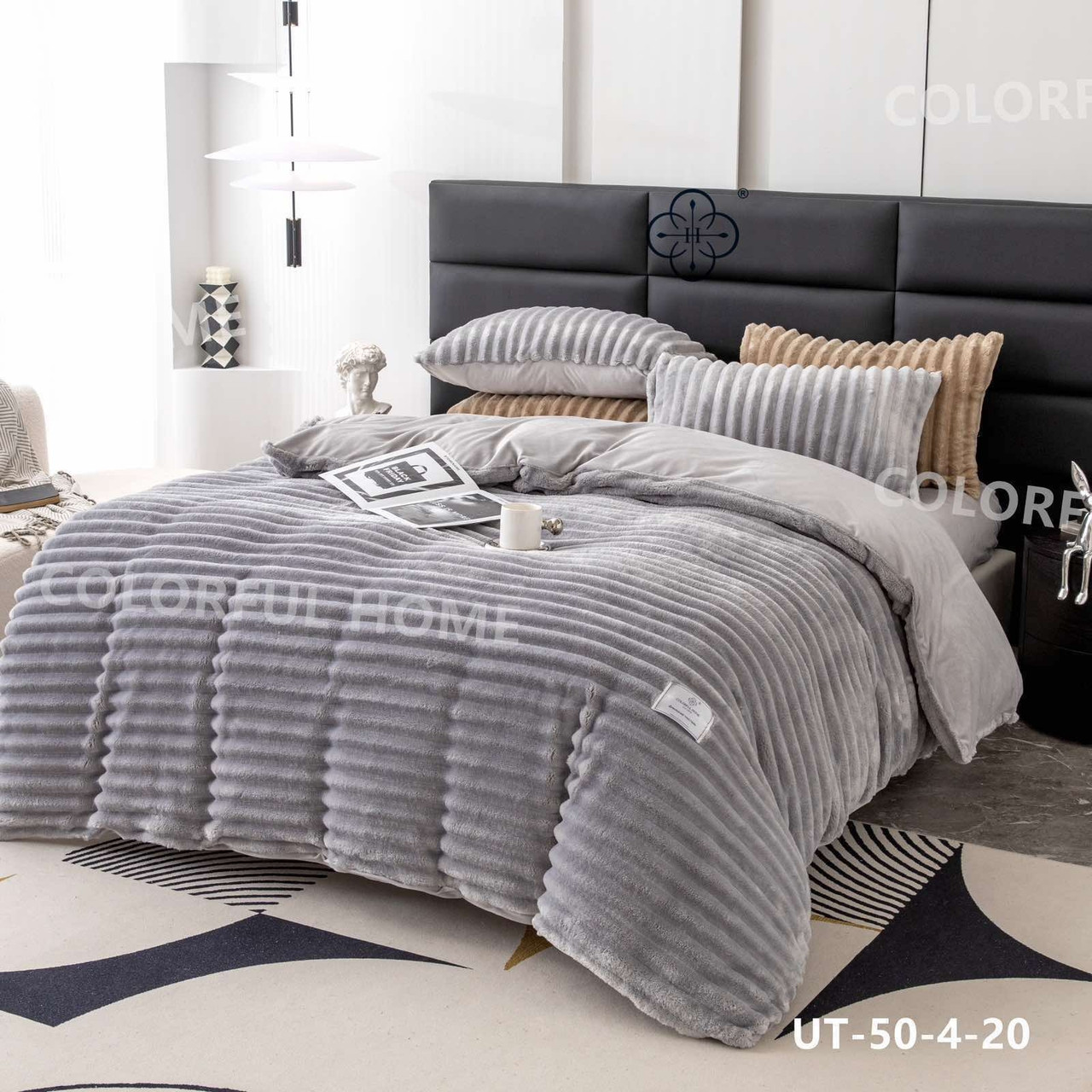 Тепла постільна білизна Colorful Home Scharpey Євро - світло сірий ...