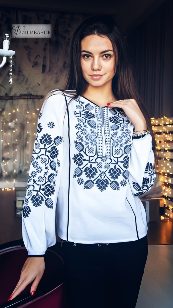 Вышиванка Женская,белый Лён,орнамент Цветочный Черный. — в Категории "Женская Этническая Одежда ...
