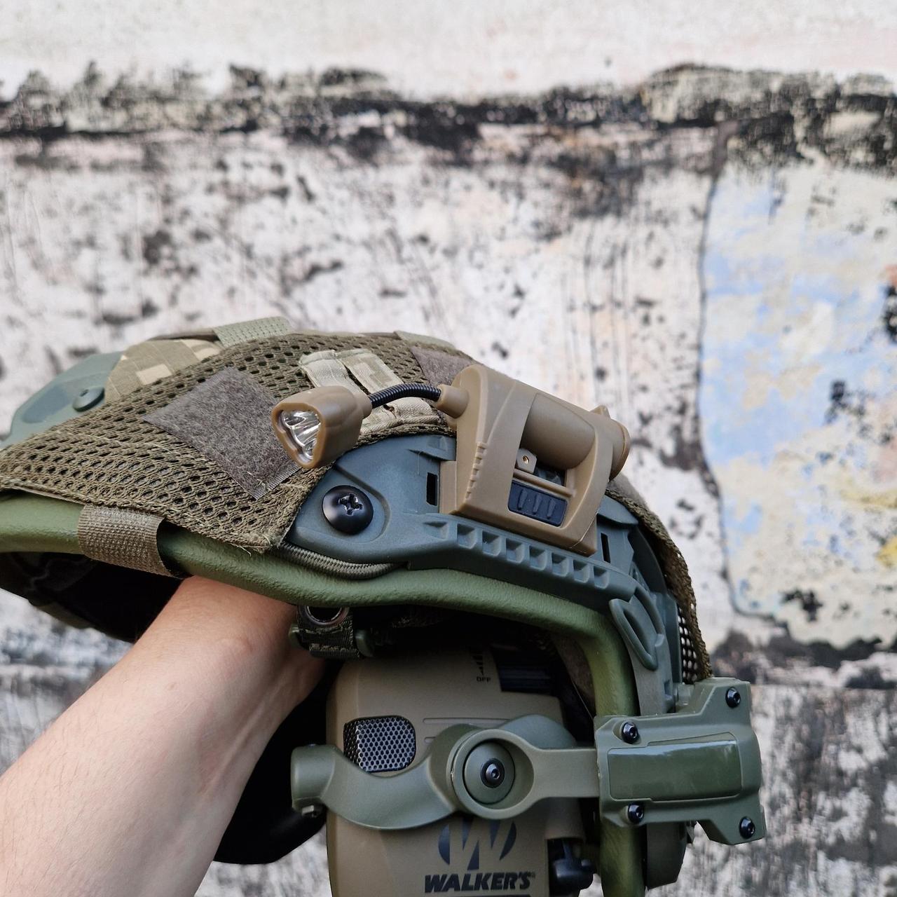 Шолом Fast PE + Активні Навушники Walkers Razor Олива + Кріплення для ...