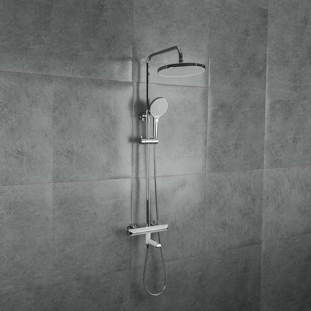 Купить Душова система з термостатом GAPPO G2403-58, вилив - перемикач на лійку 3 режими, білий ...