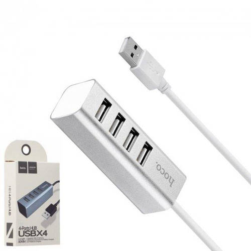 Usb hub на 4 порта Hoco HB1 Easy mix 4in1 converter (USB to USB 2.0*3) серый (ID#1938279622 ...