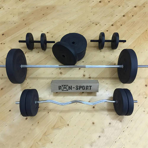 Надежный силовой набор гантели c штангами и блинами на 67 кг с ...