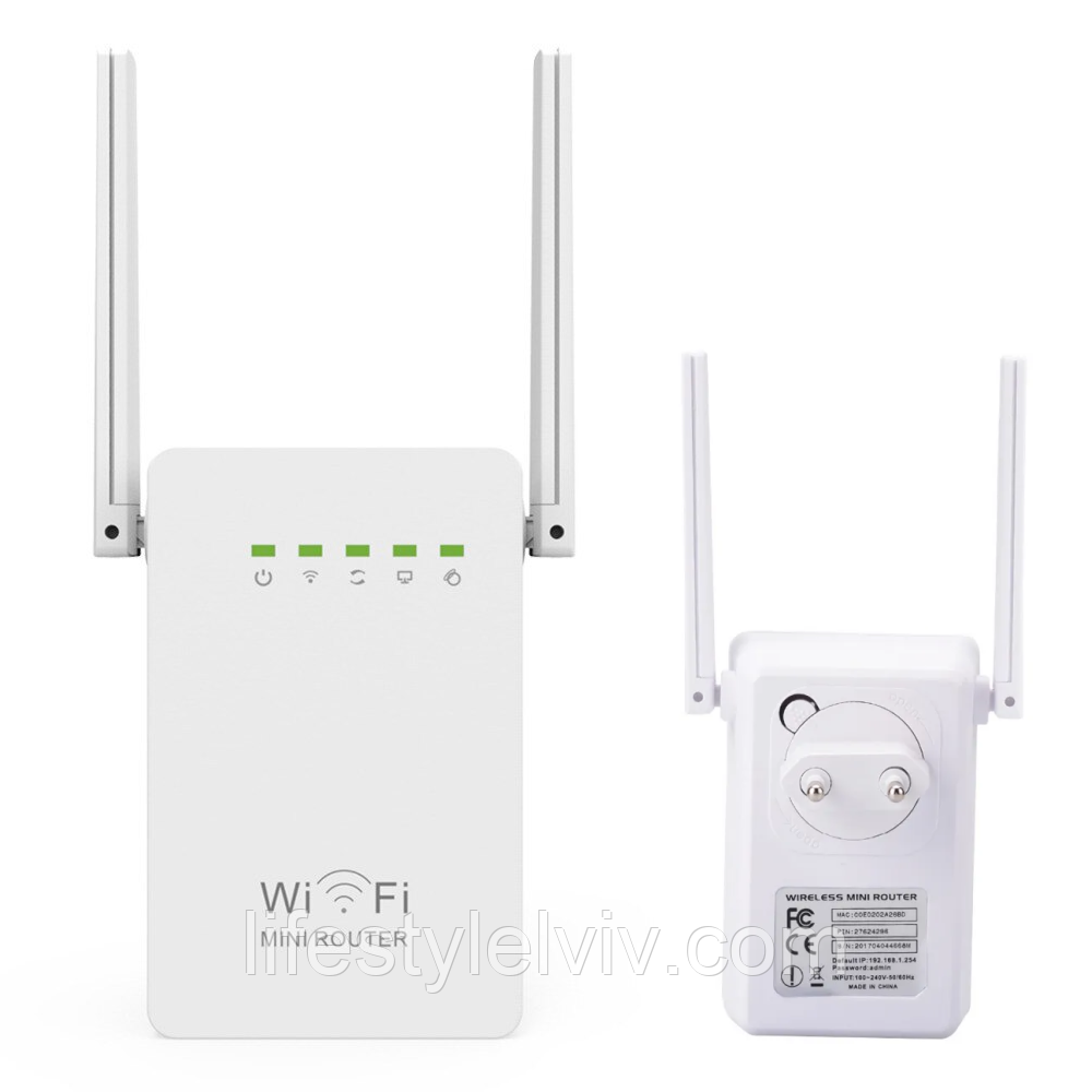 Wi-Fi роутер до 300Mbs з 2-ма вбудованими антенами, живлення 220V ...