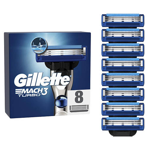 Сменные кассеты Gillette Mach3 Turbo 8шт. (джилет мач3 турбо ...