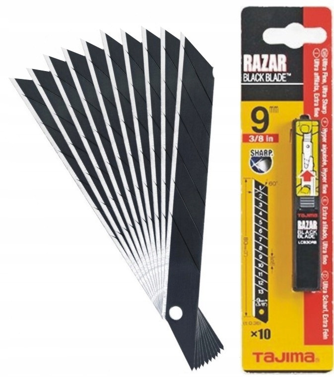 Леза сегментні 9 мм Tajima Razar Black Blade LCB30RBC/K1 чорні 10 штук (ID#1939486208), цена ...
