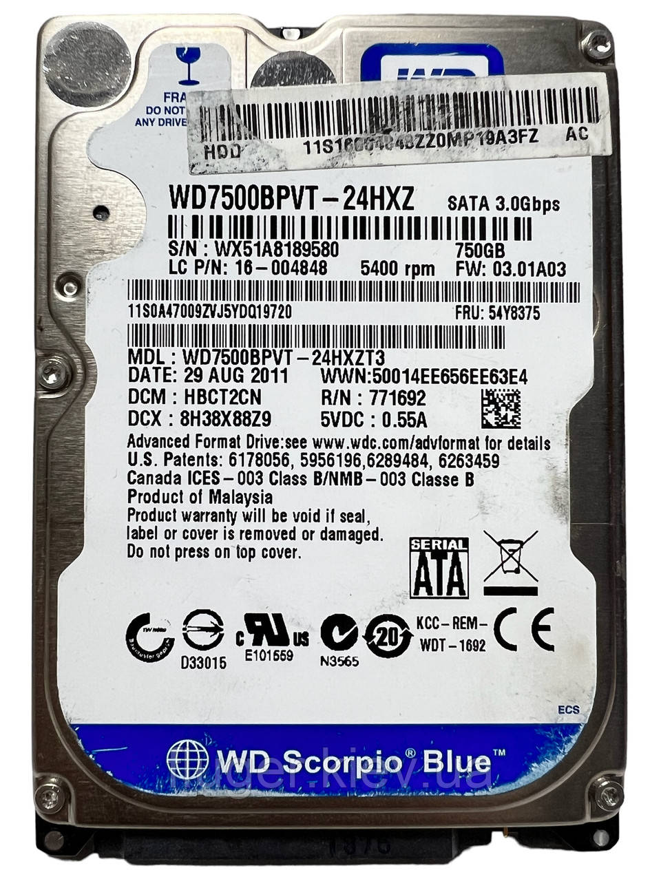 Жесткий диск Western Digital 2.5 Blue 750Gb HDD (WD7500BPVT)б/у (ID ...