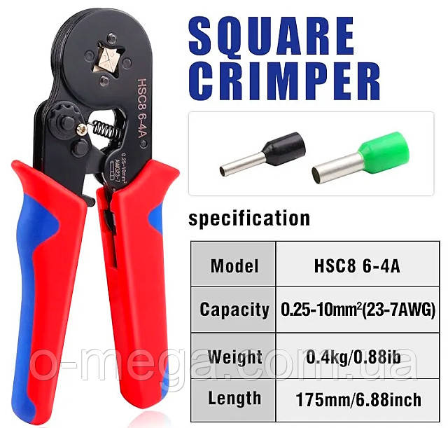 Кримпер кліщі механічні HSC8 6-4A для опресування наконечників 0.25-10 ...