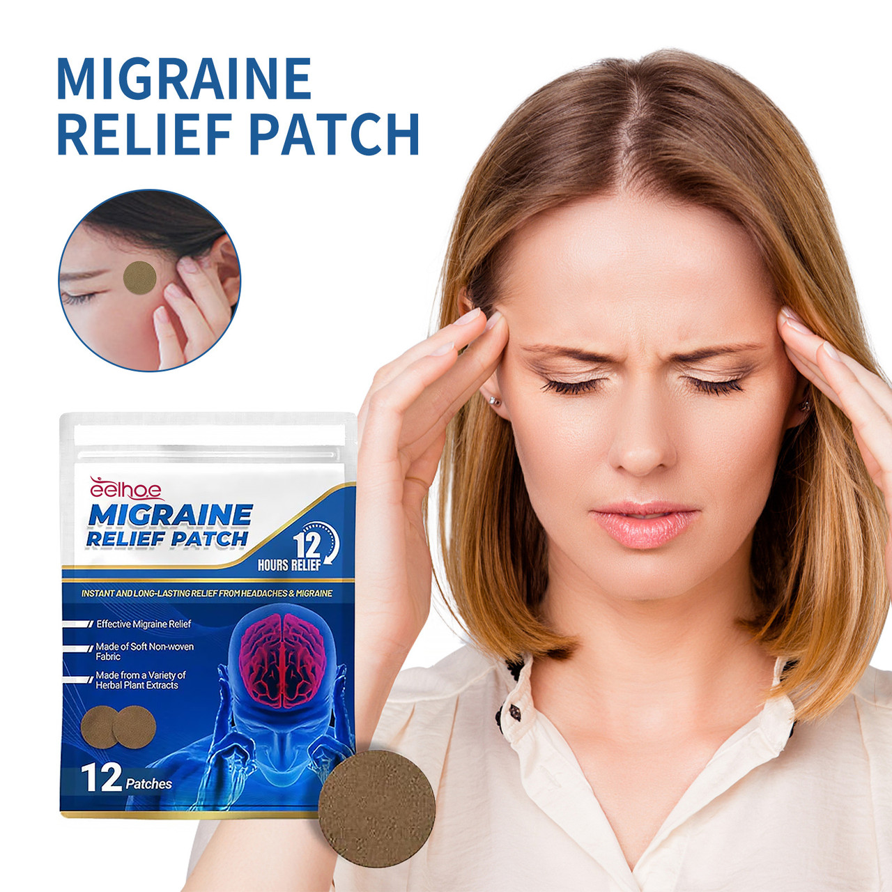Пластир від головного болю та мігрені Migraine Relief Patch 12 шт (ID#1939705620), ціна: 79 ...