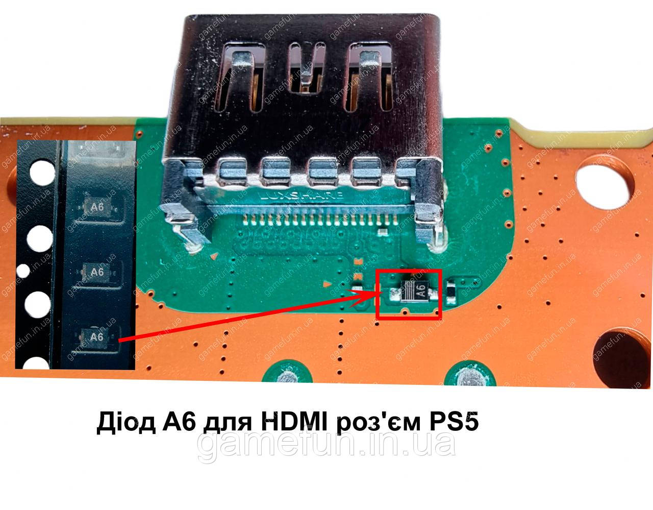 Диод A6 для HDMI разъем PS5 (ID#1940650999), цена: 90 ₴, купить на Prom.ua
