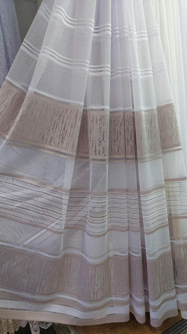 Тюль жакард білий із пудрою Turkey купити за найкращою ціною в Хмельницькому від компанії