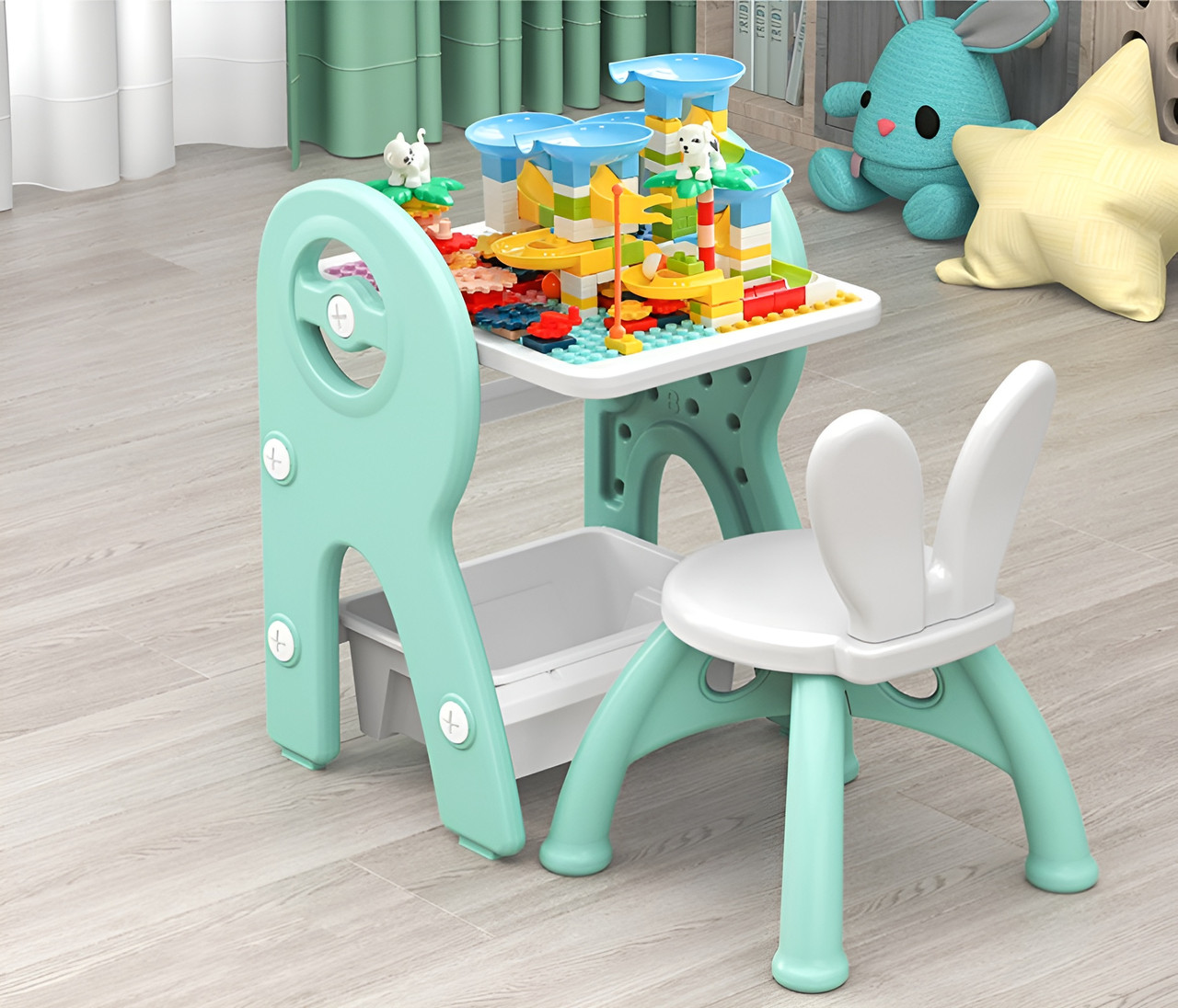 Стіл-трансформер з конструктором Terrio “Bunny” М'ятно-білий: продаж ...