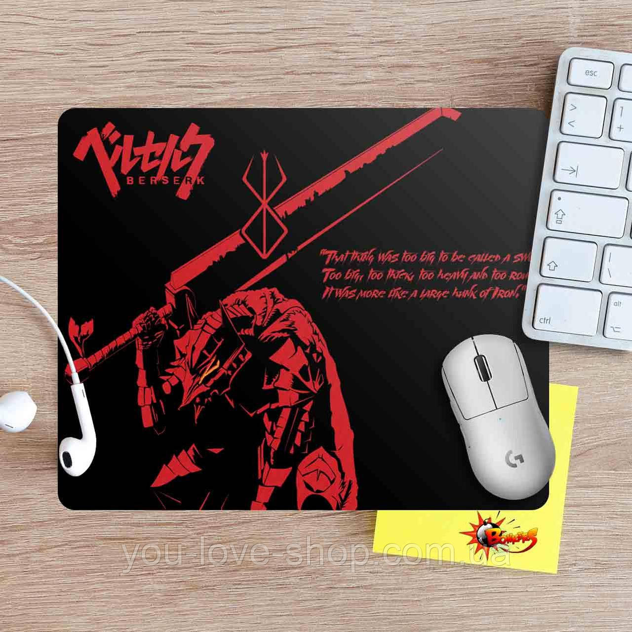 Коврик для мыши Берсерк "Гатс" / Berserk 30*20 см 22*18 см (ID ...