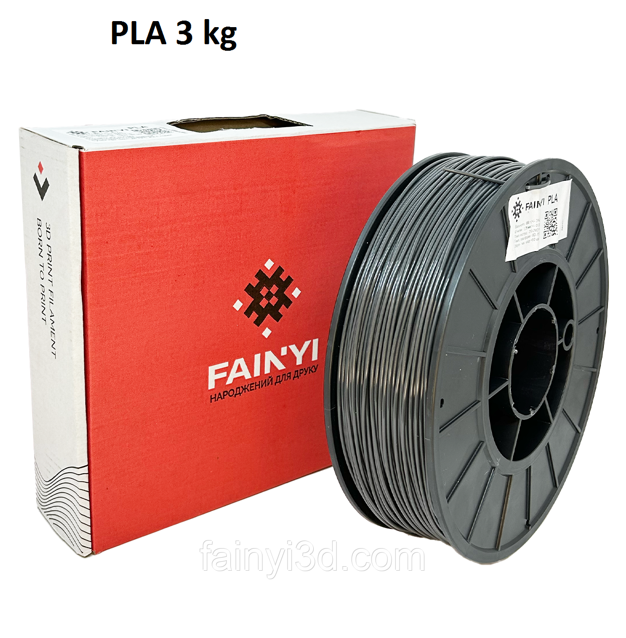 ФАЙНИЙ PLA Пластик для 3D принтера 3.0 кг / 860 м / 1.75 мм Графіт ...