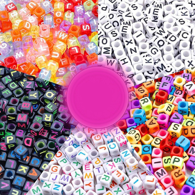 Купить Бусины с буквами, знаками / "КУБ" 7*7мм / упаковка 20 грамм 60 ...