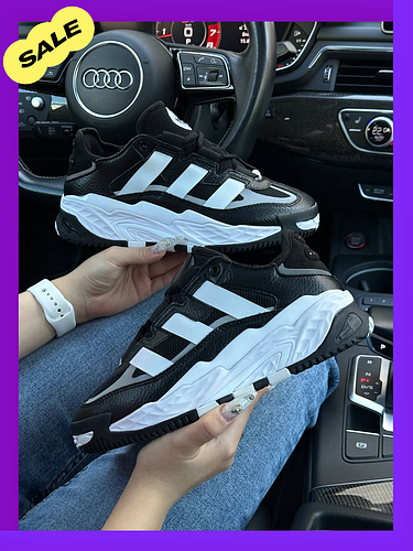 Купить Кроссовки Adidas niteball Black White женские черно-белые ...