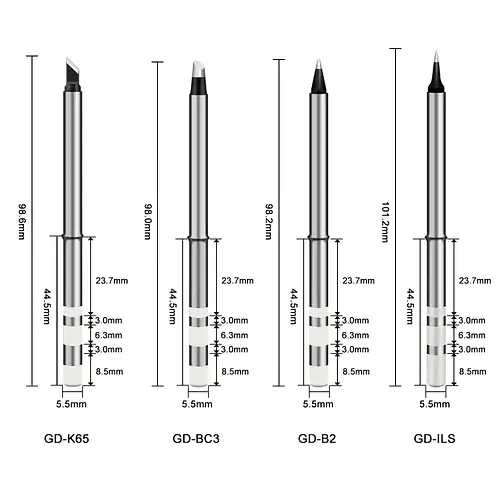 Оригінальні жала GVDA для паяльників GVDA GD300, FNIRSI HS-01,RONGUAN ...