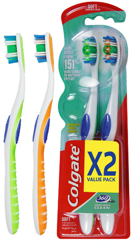 Зубные щетки Colgate 360 "Whole Mouth Clean" мягкие (2шт.) (ID ...