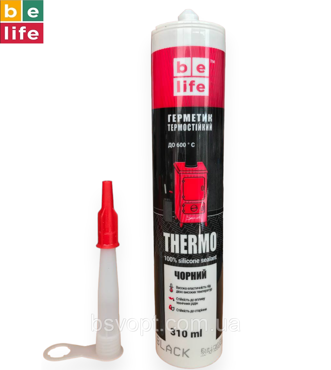 Герметик термостойкий силиконовый BeLife Thermo 600°С черный 310 мл (ID ...