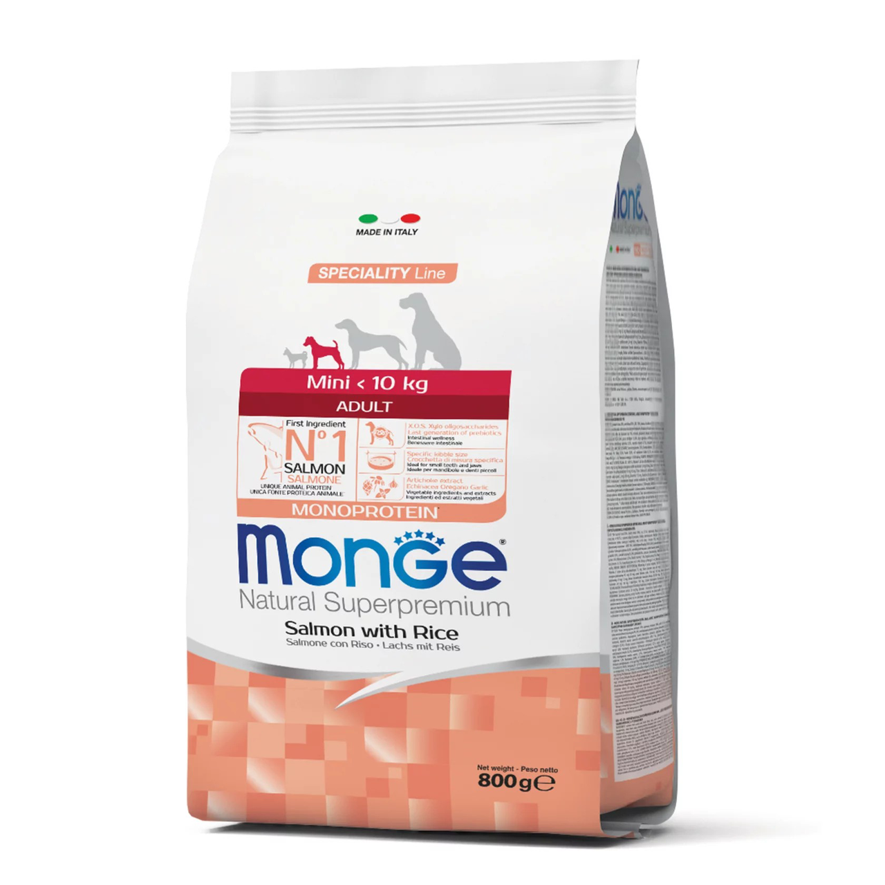 Monge mini adult лосось - сухой рацион для взрослых собак мелких пород ...