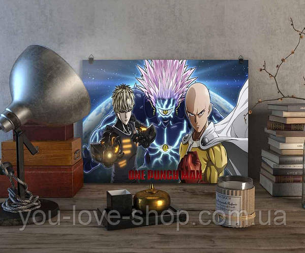 Металевий плакат Ванпанчмен "Генос та Сайтама" | One Punch Man (ID ...