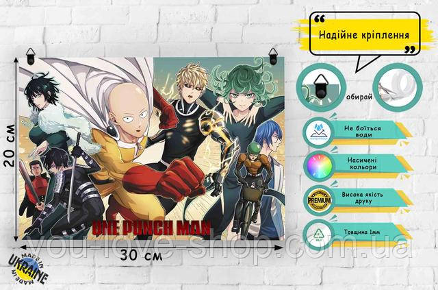 Металевий плакат Ванпанчмен "Персонажі №2" | One Punch Man (ID ...