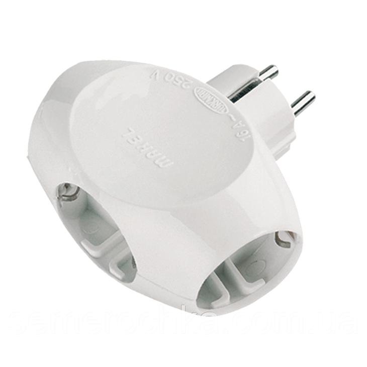 Трійник із заземленням 16 А Makel, розгалужувач у розетку Макел на три гнізда, тримісний, на три ...