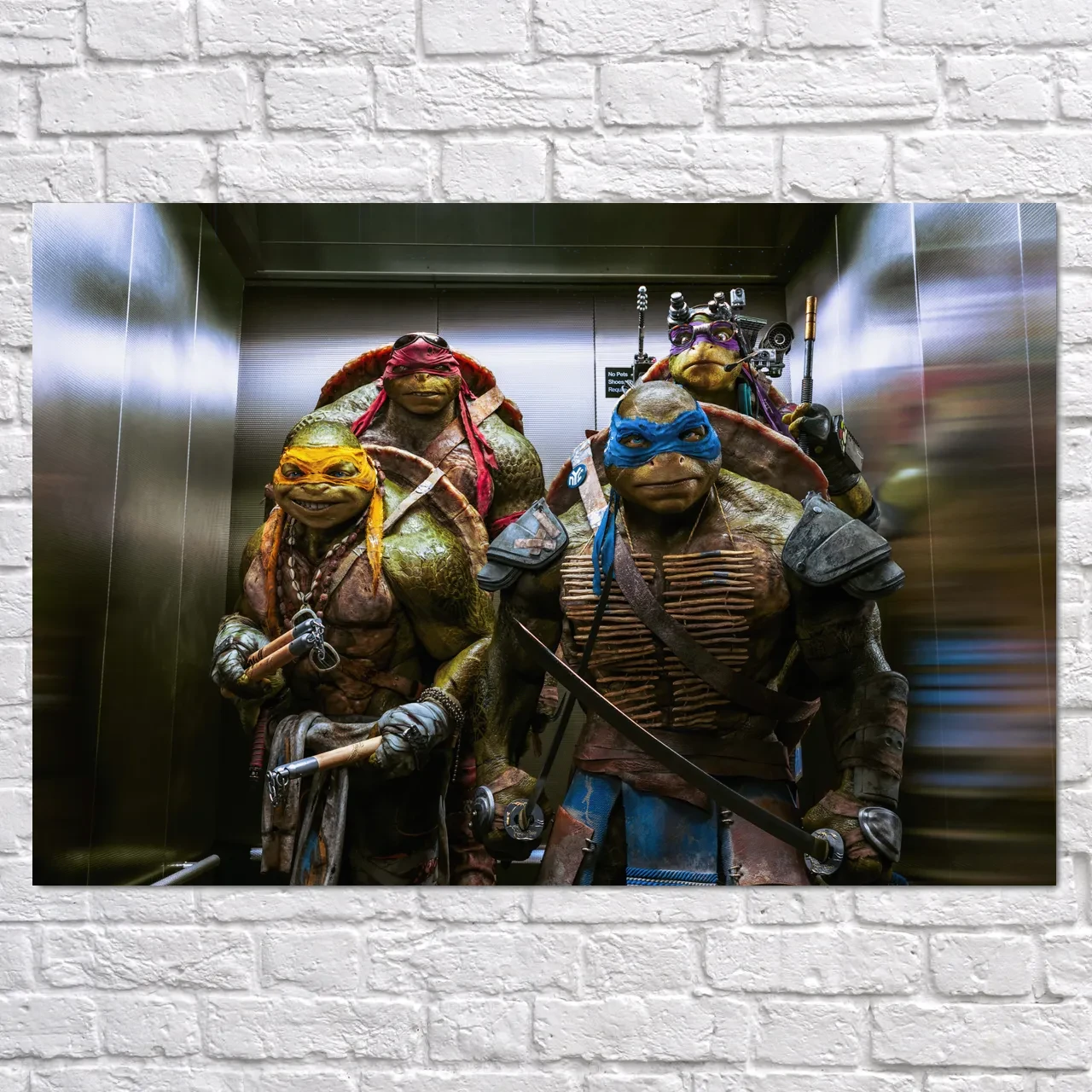 Плакат "Черепашки-ниндзя в лифте, TMNT, Ninja Turtles", 40×60см (ID ...