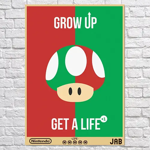 Плакат "Супер Марио, Super Mario, Grow up!", 85×60см (ID#959885738 ...