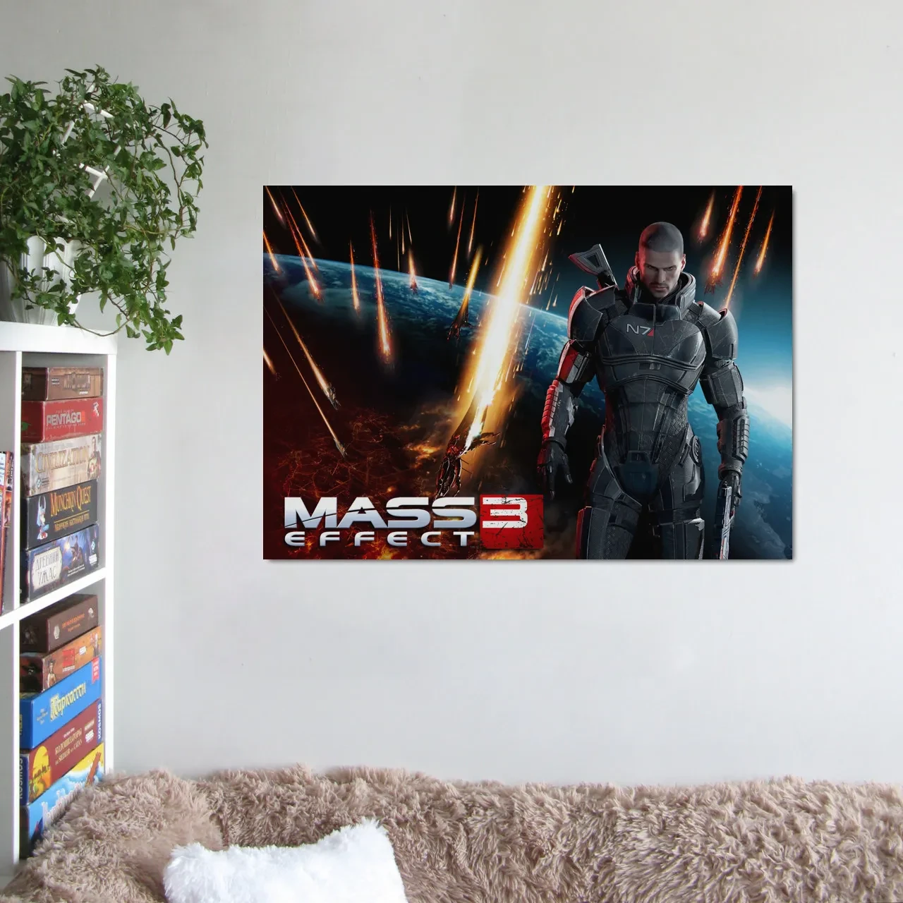 Купить Плакат "Масс Эффект, Шепард на фоне атакуемой Земли, Mass Effect ...