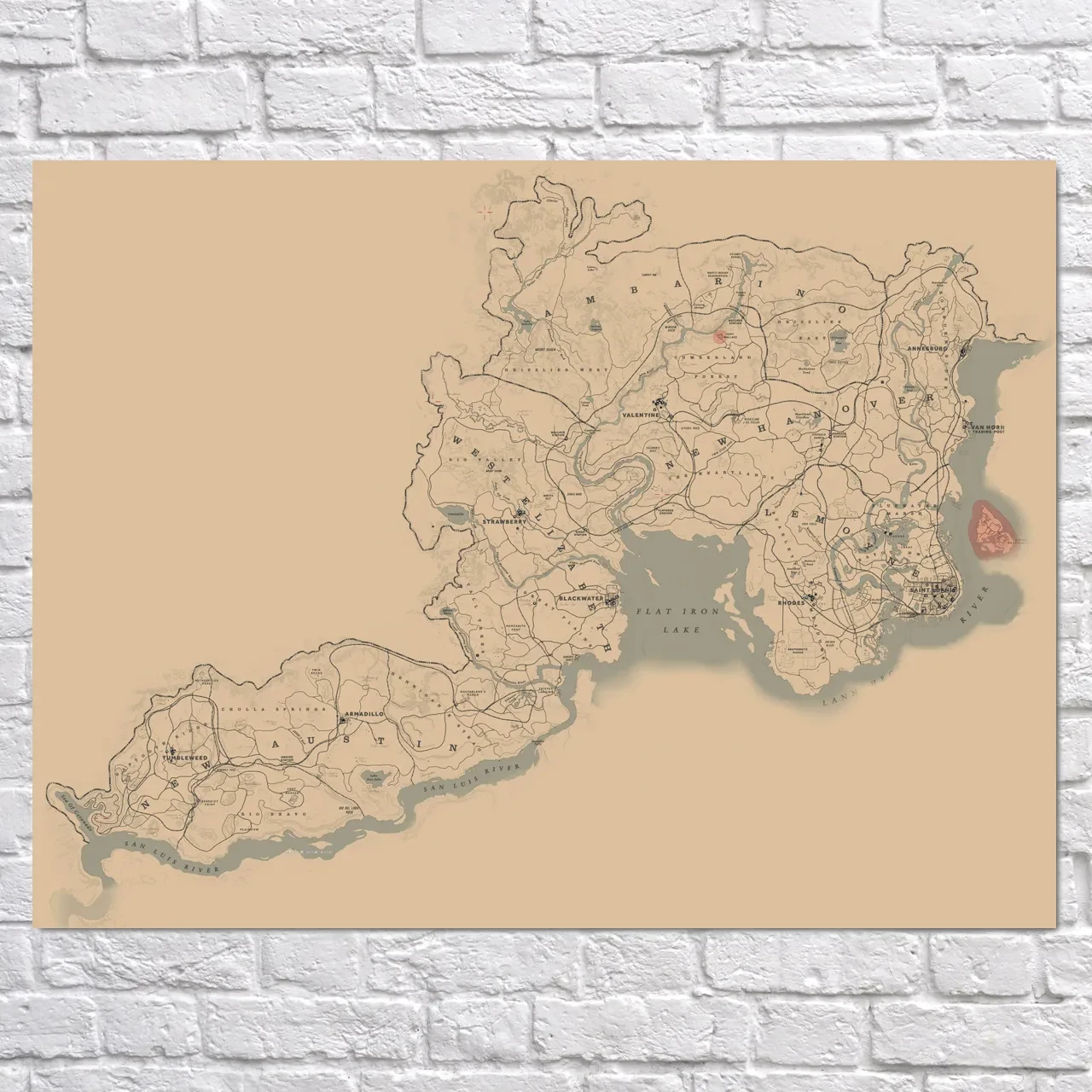 Купить Плакат "Карта мира РДР2, Red Dead Redemption 2, RDR 2", 45×60см ...