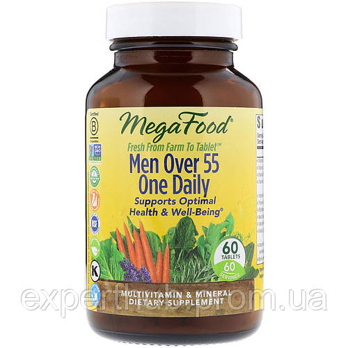 Мультивітаміни для чоловіків 55+, Men Over 55 One Daily, MegaFood, 60 ...