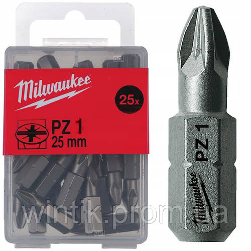 Купить Биты для шуруповерта PZ1 MILWAUKEE 25 мм, 25 шт (4932399589 ...